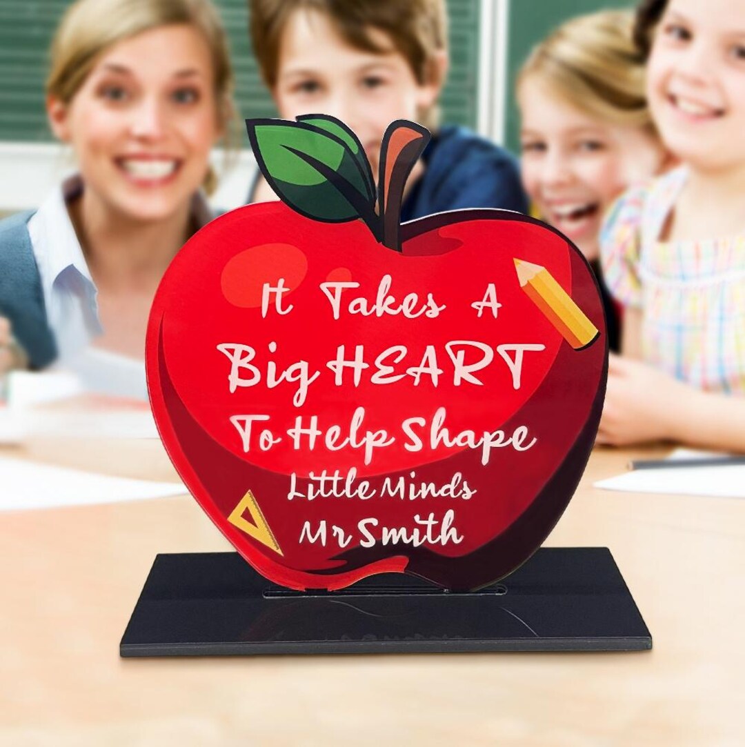 Custom Apple Teacher Desk Sign Teacher Appreciation Acrylic Plaque - Etsy