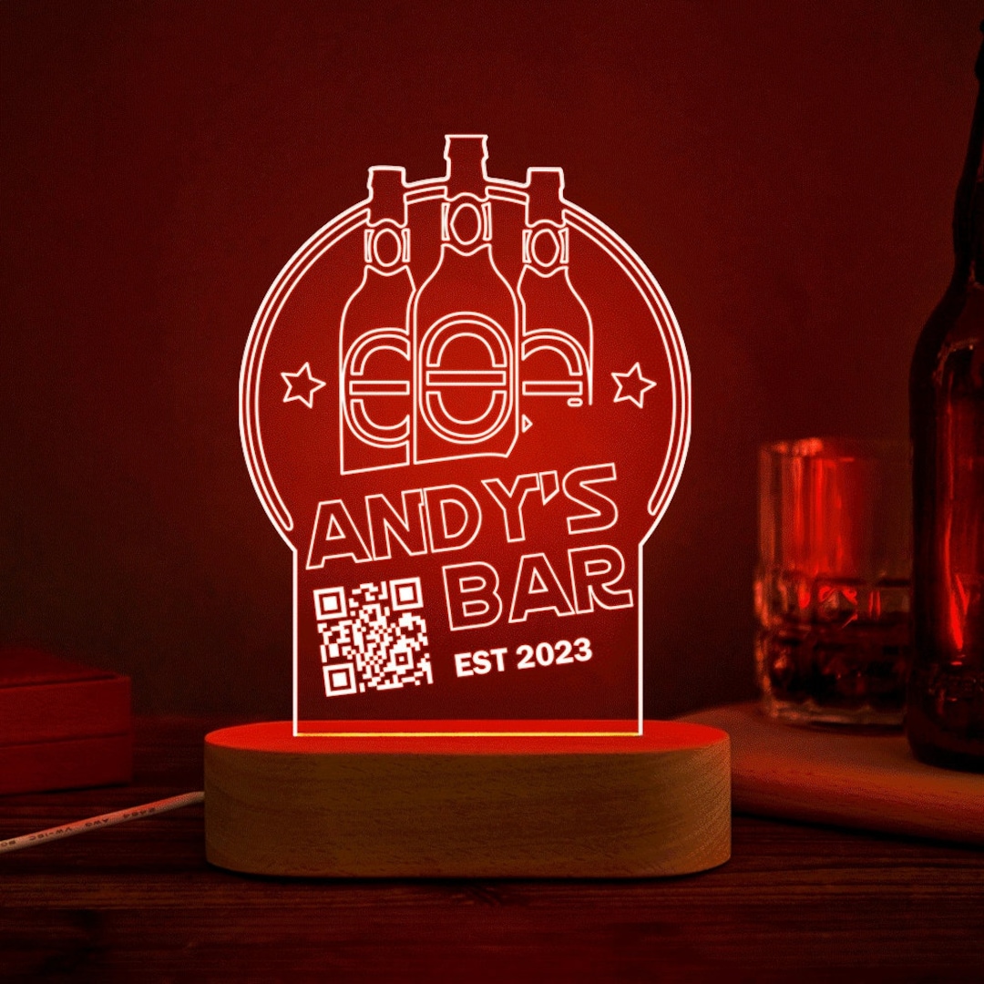 Personalized Qr Code Wine Bottle Night Light 7 Colors Acrylic 3D Lamp ...
