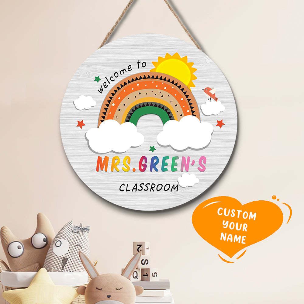 Custom Rainbow Cute Teacher Door Sign, Welcome Sign Gift for Teacher - Etsy