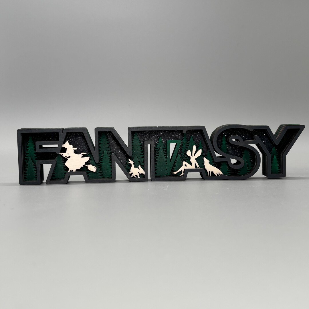 Fantasy Sign Bookish Decoration, Bookshelf Layered Art Made of Wood ...