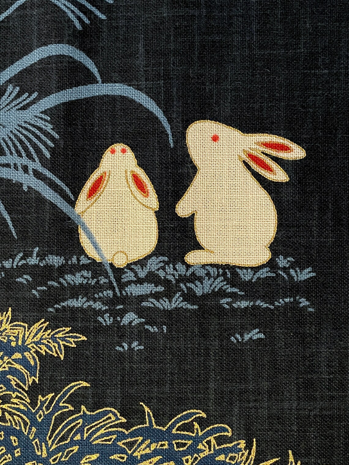 Japanese Noren Panel Rabbit Harvest Moon KP7290-103 Blue - Etsy