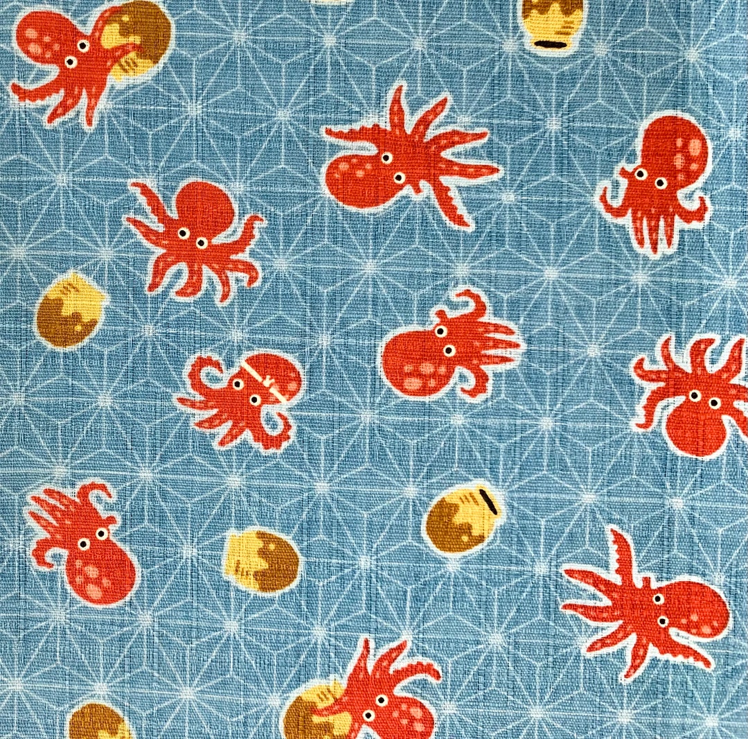 RESTstück Cosmo Octopus Pots Japanischer Baumwoll Dobby Stoff AP31904 ...