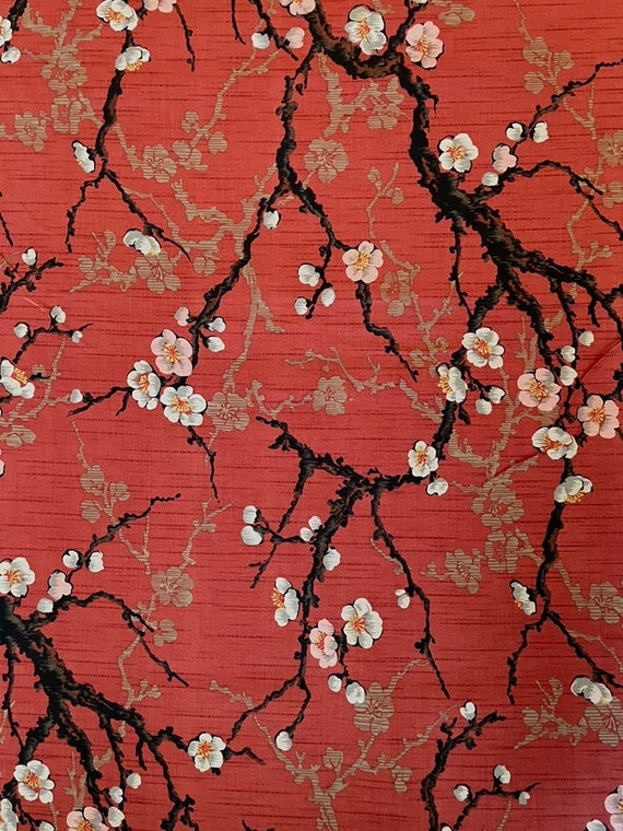 Materials Sewing & Fiber 245545 textured japanese fabric red sakura by ...