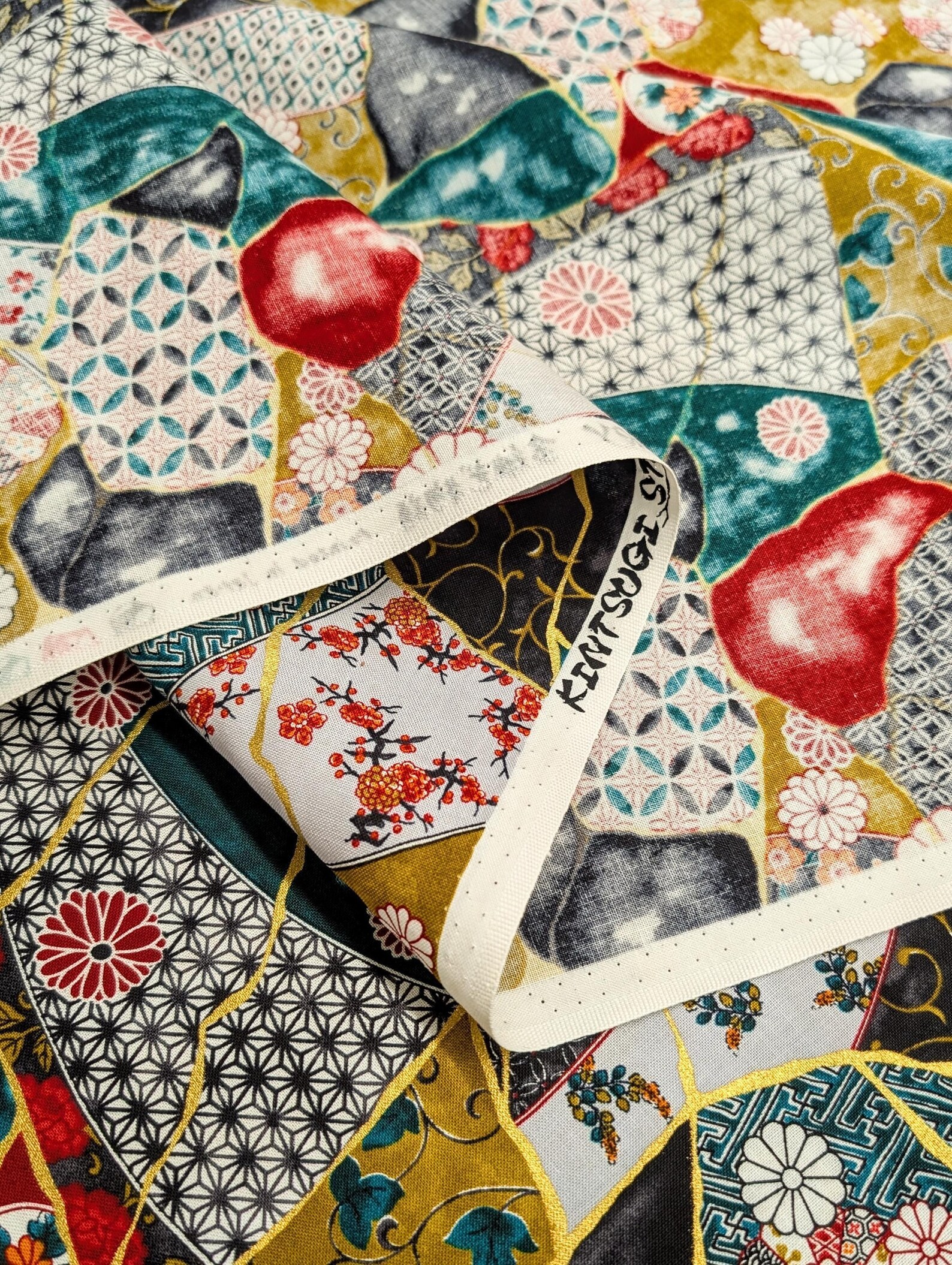 Senyo Patterned Kintsugi Collage Japanese Cotton Fabric SK-8600-1 B ...