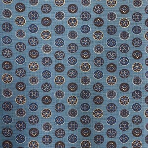 Sevenberry Vintage Crests Japanese Cotton Fabric 83047-1-2 Medium Blue ...