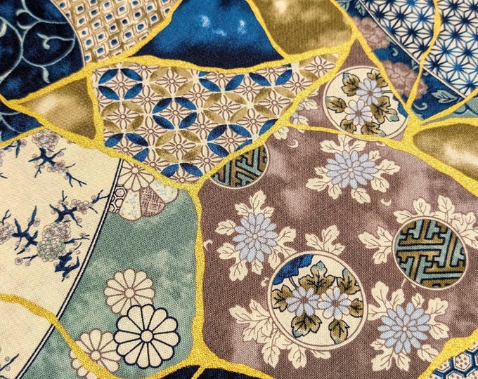 Senyo Patterned Kintsugi Collage Japanese Cotton Fabric SK-8600-1 A ...