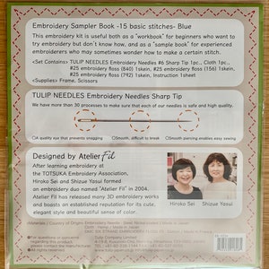 Tulip Embroidery Sampler Book -15 Basic Stitches- Blue Ek-102e - Etsy