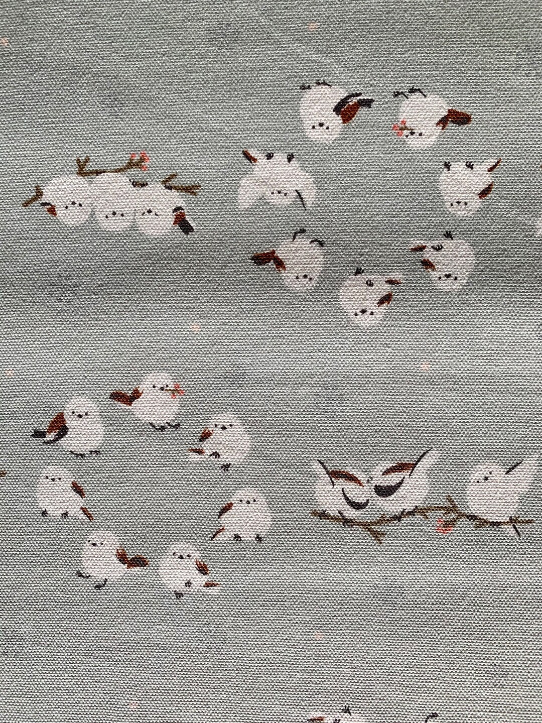 Chickadee Wreath Cosmo Japanese Cotton Fabric AP21810-2C Gray - Etsy