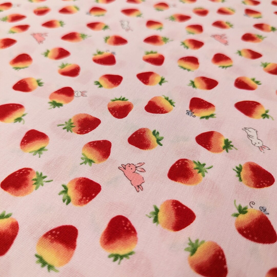Strawberry Bunnies Cosmo Kawaii Cotton Fabric SP2400-1B Pink - Etsy