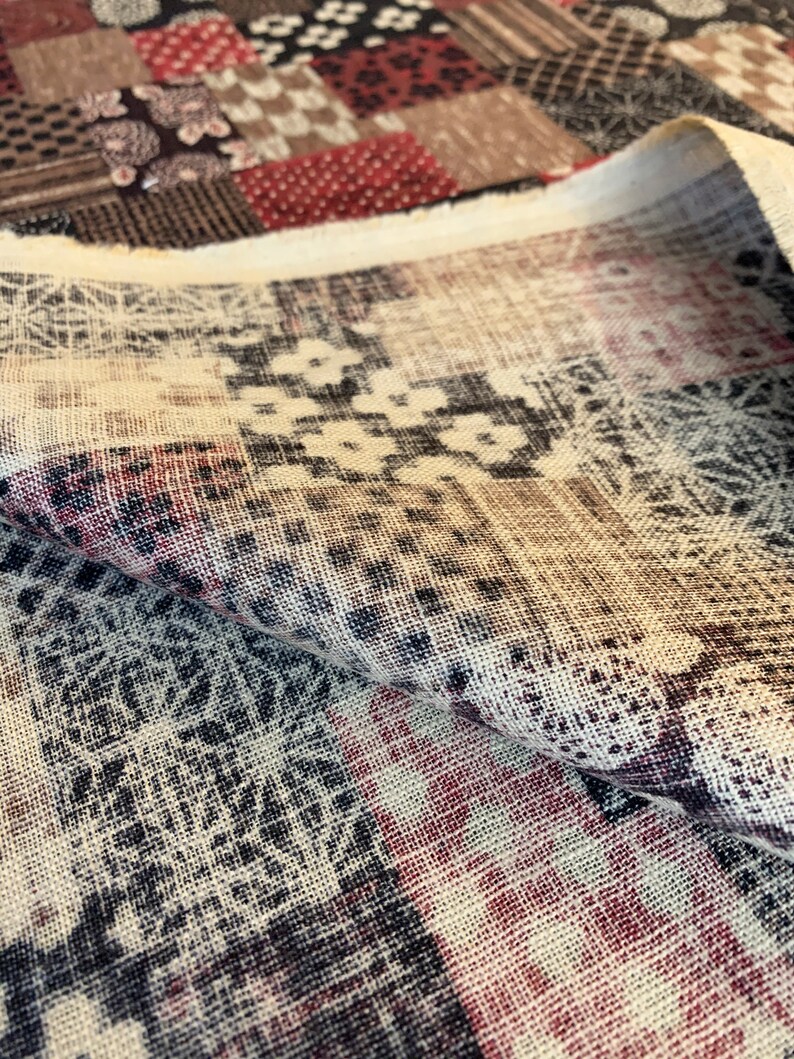 Sevenberry Boro Patchwork in Red Japanese Cotton Fabric - Etsy