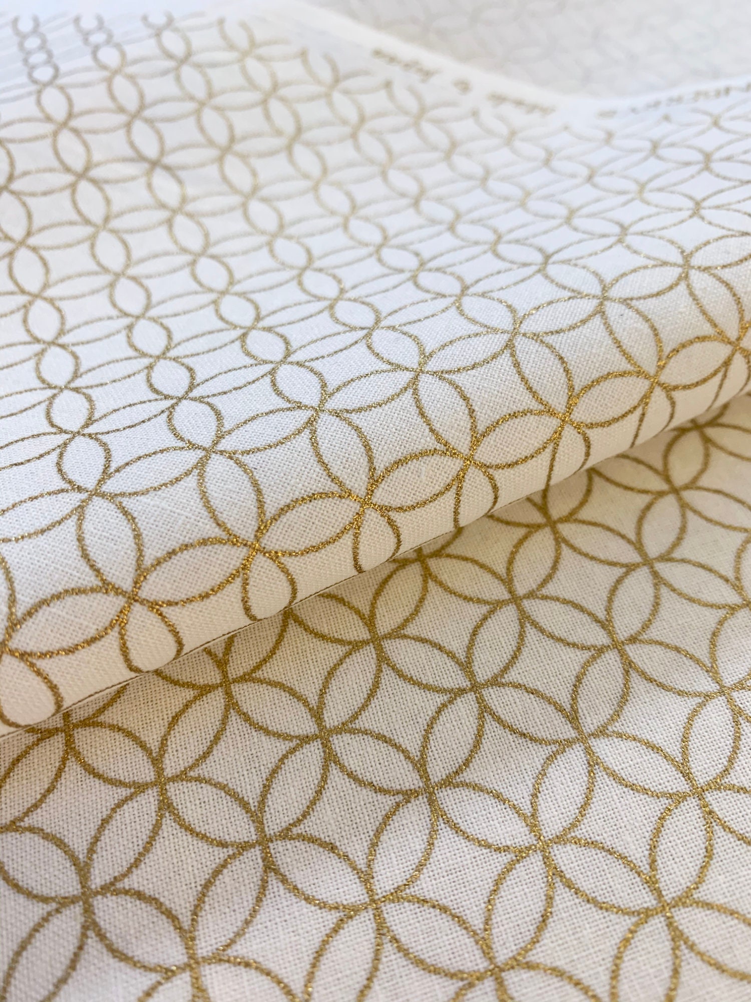 Golden Shippo Circles Sevenberry Japanese Cotton Fabric | Etsy