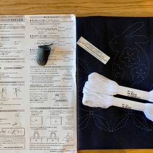 Bunny Rabbit Tote Bag Olympus Japanese Sashiko Preprinted Navy Blue ...