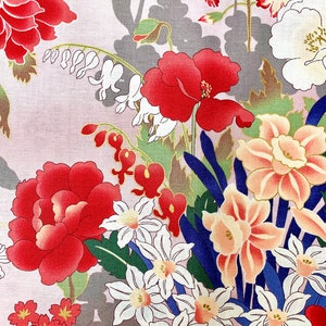 Quiltgate Hyakka Ryoran Floral Splendor Japanese Cotton Fabric HR3400 ...