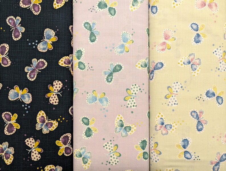 Pastel Butterflies Koizumi Japanese Cotton Dobby Fabric 142-1298-C1 ...