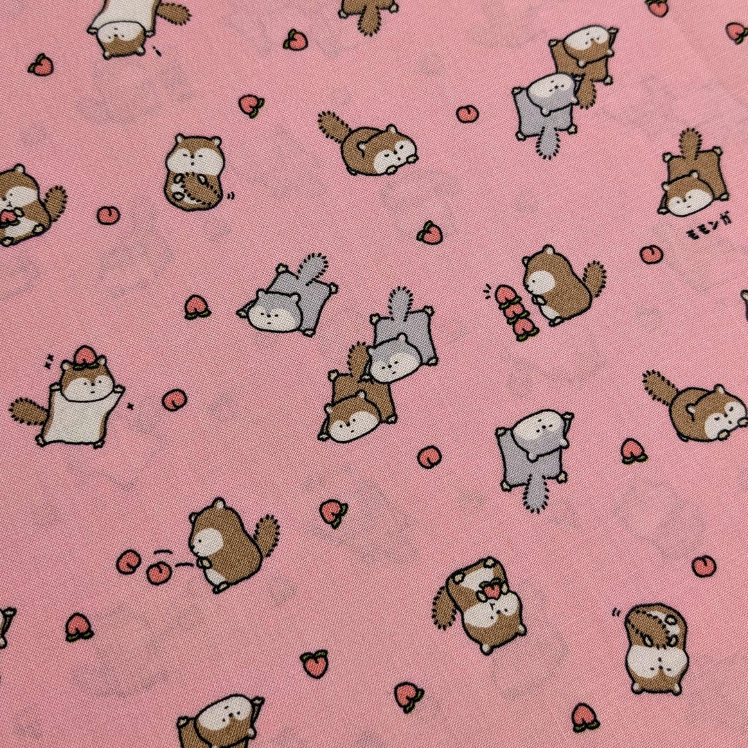 Flying Squirrels & Peaches Cosmo Japanese Cotton Fabric AP-51105-1 D ...