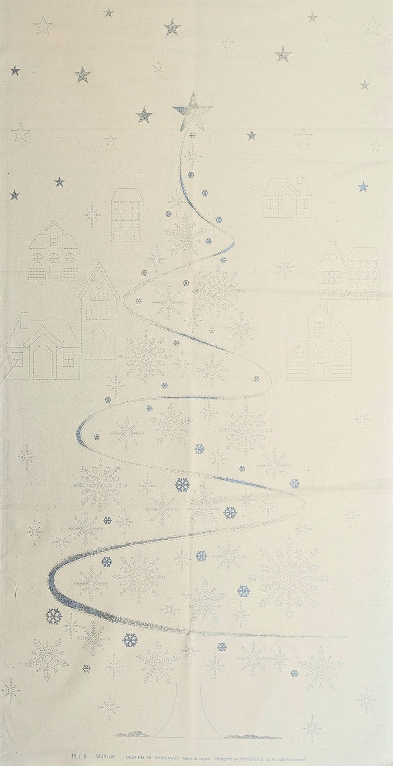 Sashiko Panel Christmas Ribbon Preprinted Washout Fabric HM-48 - Etsy