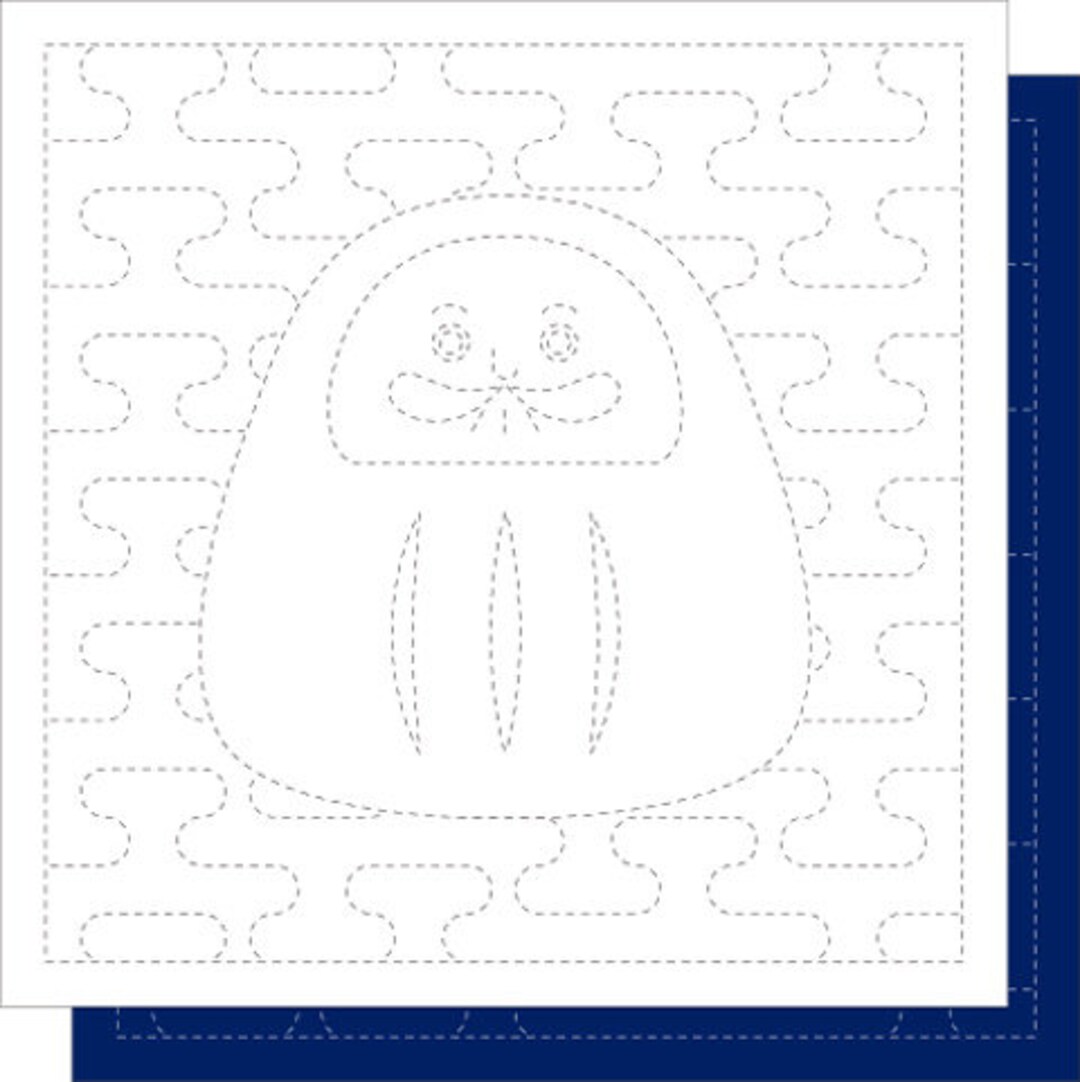 Daruma & Kasumi-tsunagi Pattern Sashiko Fukin Japanese Cotton Sampler ...