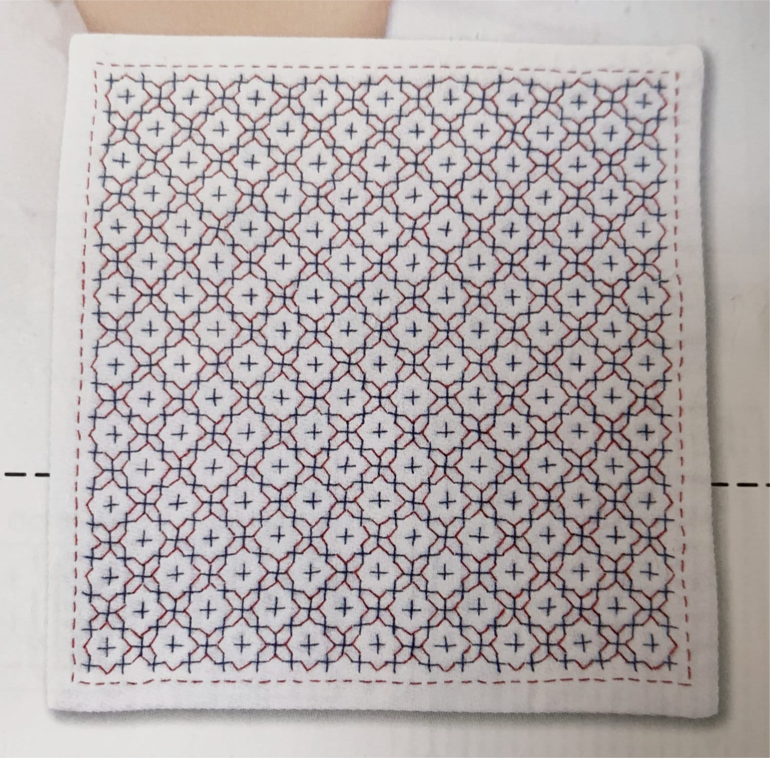 Olympus Iine Sashiko Handkerchief Fabric Cross Flowers White Olympus Iine Sashiko Handkerchief Fabric Cross Flowers White