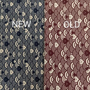 Waves With Cats Cosmo Japanese Cotton Dobby Fabric AP41903-2C Navy Blue ...