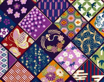 Traditional Patterned Squares Senyo Japanese Cotton Dobby Fabric SK ...