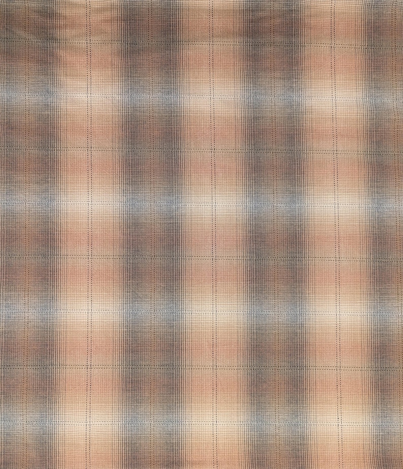 Japanese Yarn Dyed Big Plaid Cotton Fabric 4547-346 Light Peach, Blue ...
