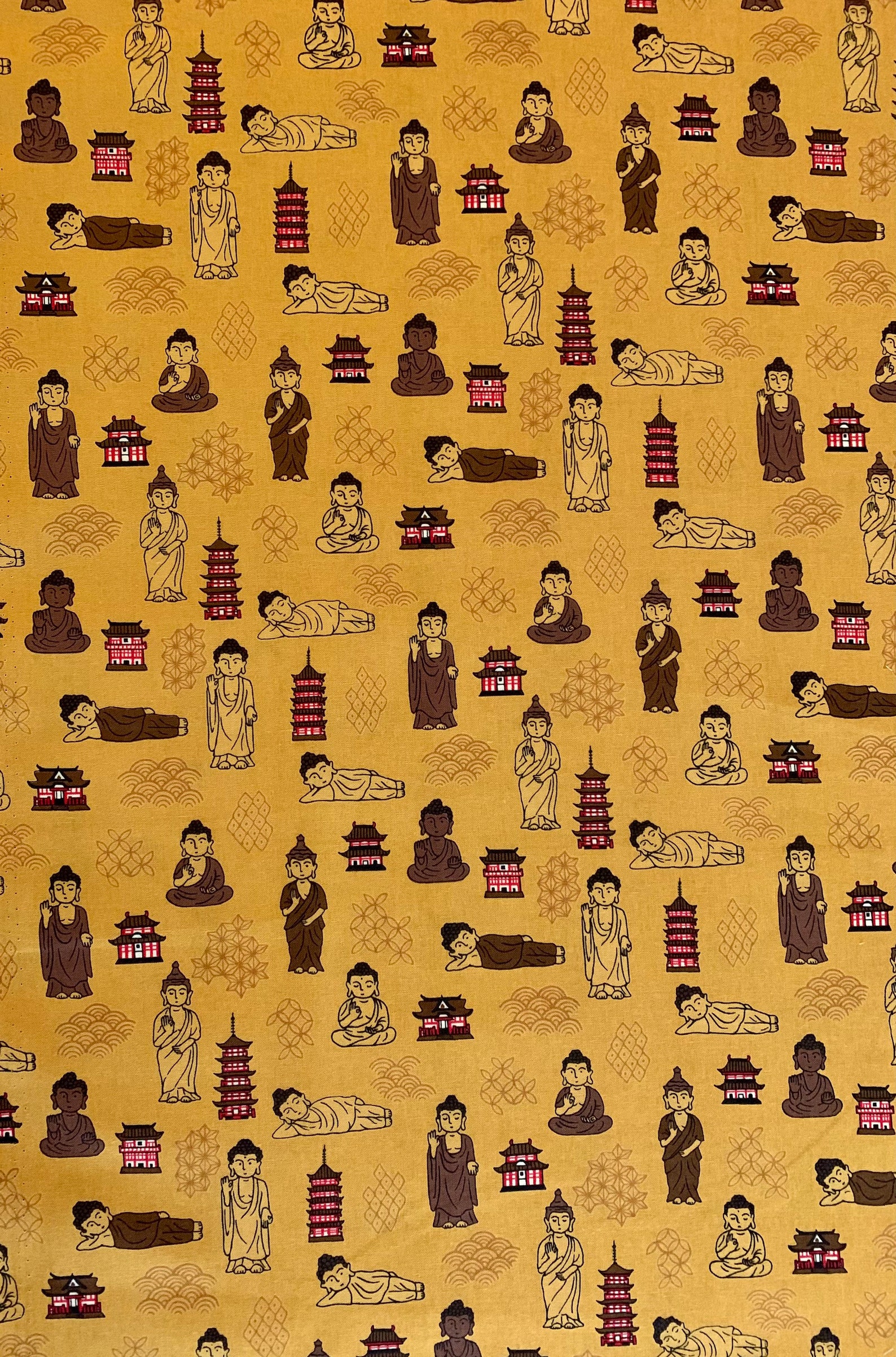 Buddha Temple Japanese Cotton Fabric N-2000-95B Yellow Saffron - Etsy