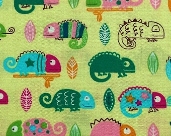 Bold Chameleon Lizard Fabric Ditzy Chameleons by Coopercraft Chameleon ...