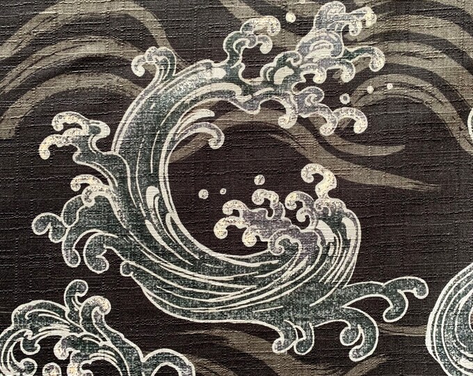 Ocean Waves Japanese Cotton Dobby Fabric 1023-110-3E Black Gray - Etsy