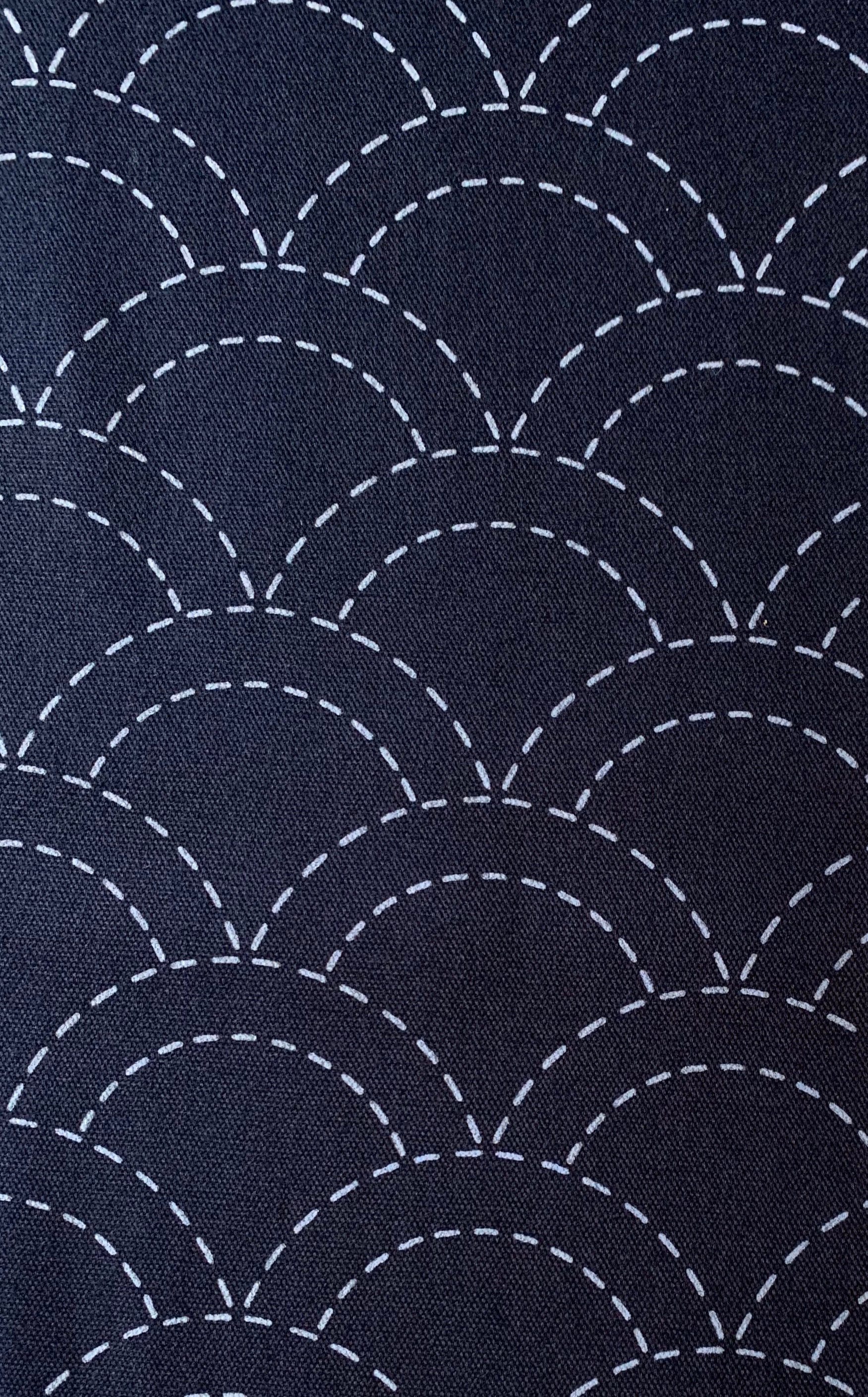 Waves pre-printed Japanese Sashiko cotton fabric 103-B navy | Etsy