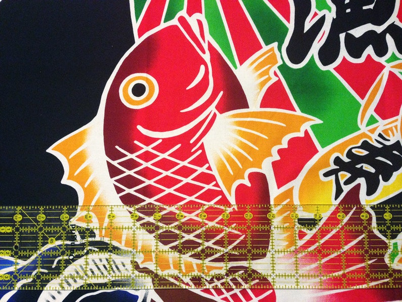 Cosmo Japanese Cotton Panel Fishing Banner Nobori in Blue or | Etsy