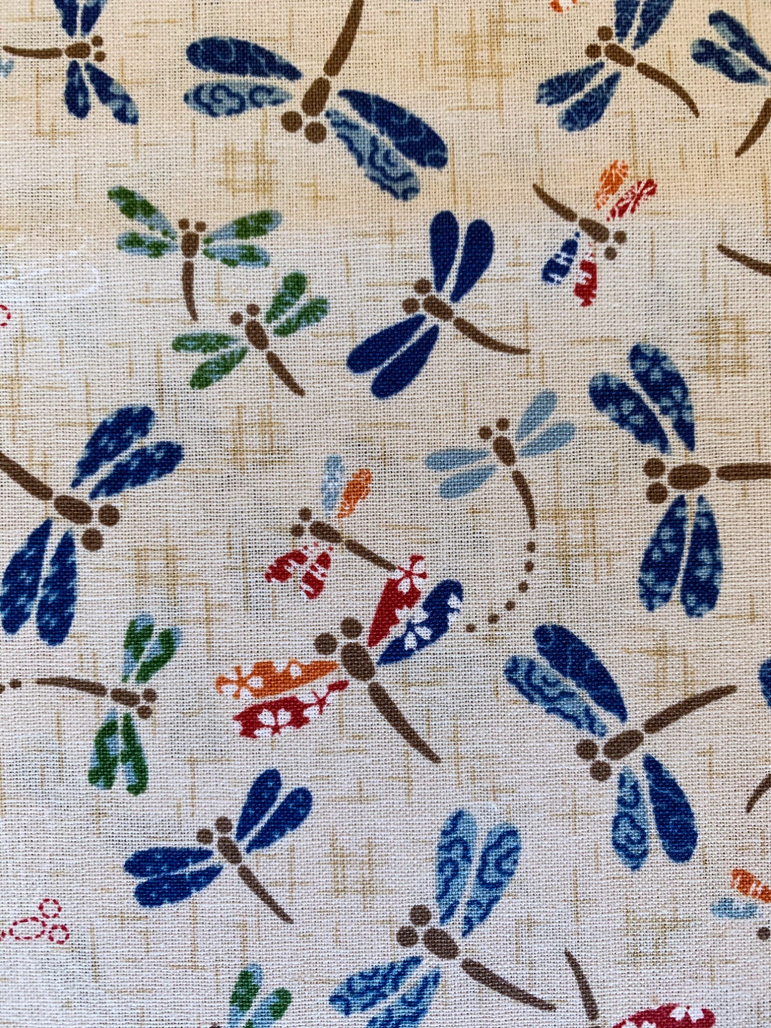 Sevenberry Patchwork Dragonflies Japanese Cotton Fabric 83033-1-2 Ivory ...