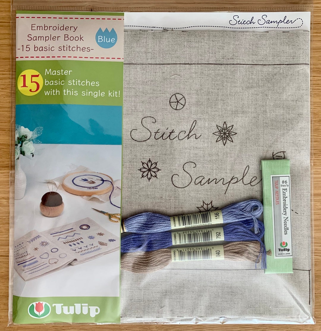 Tulip Embroidery Sampler Book -15 Basic Stitches- Blue Ek-102e - Etsy