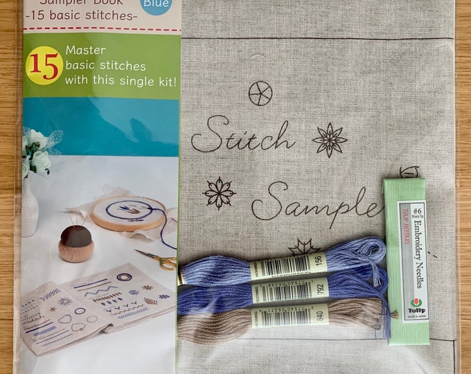 Tulip Embroidery Sampler Book 15 Basic Stitches Blue Ek-102e - Etsy