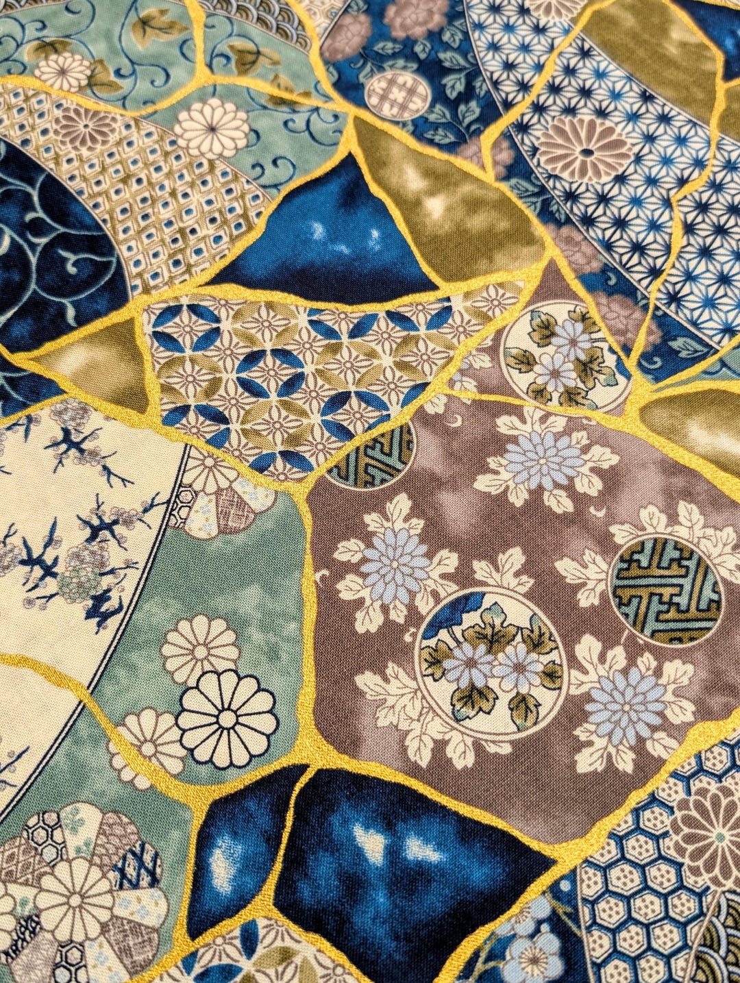 Senyo Patterned Kintsugi Collage Japanese Cotton Fabric SK-8600-1 D ...
