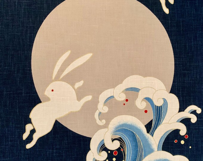 Japanese Noren Panel Rabbit Wave KP7290-51 Blue - Etsy