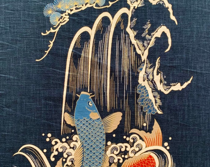 Japanese Noren Panel Koi Waterfall KP7290-97 Blue - Etsy
