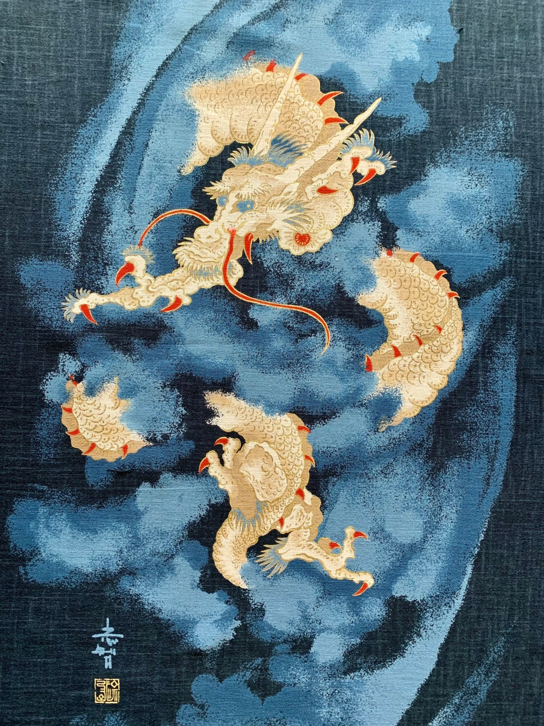 Japanese Noren Panel Cloud Dragon KP7290-45 Blue - Etsy