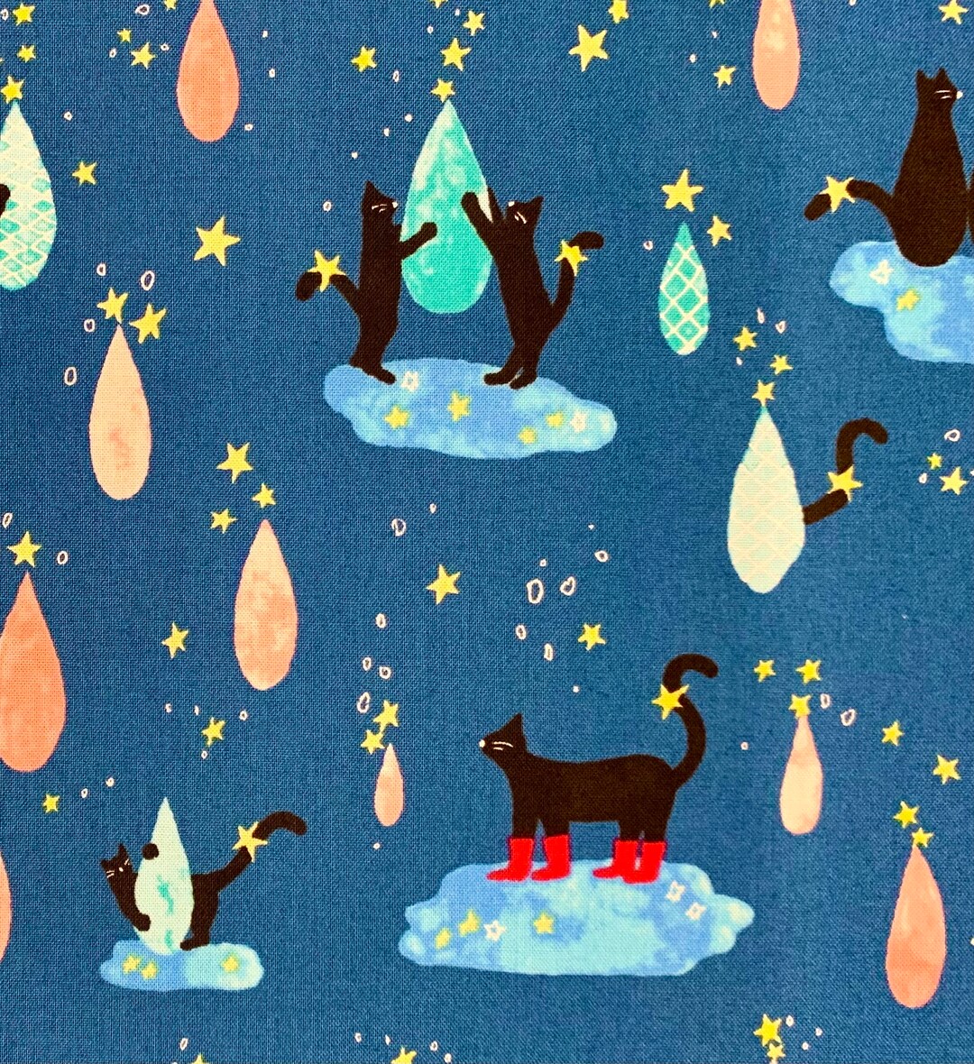 Cosmo Cats in the Clouds Japanese Cotton Panel CR8880-D Peacock Blue - Etsy