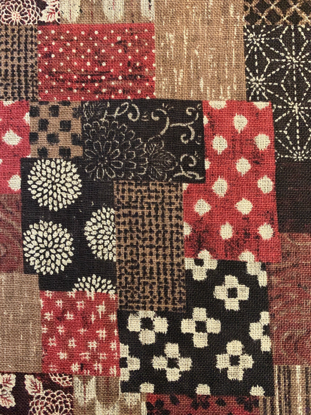 Sevenberry Boro Patchwork in Red Japanese Cotton Fabric 88500-3-6 - Etsy