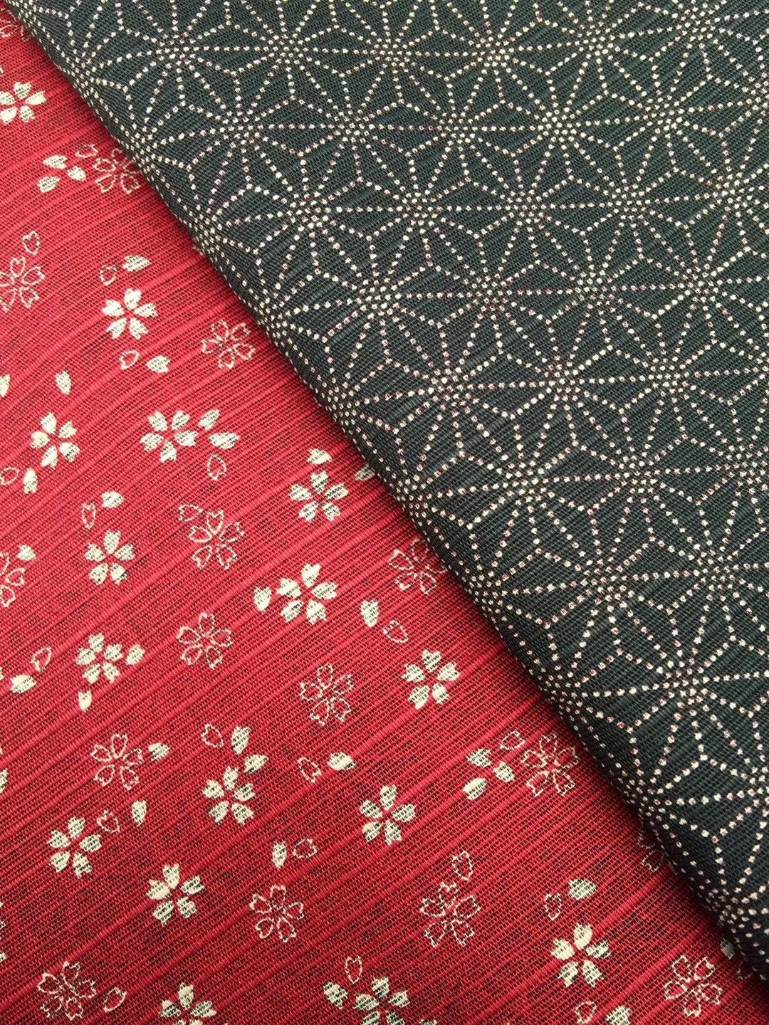 Red & Black Sevenberry Double Sided Sakura Cherry Blossom and Asanoha ...