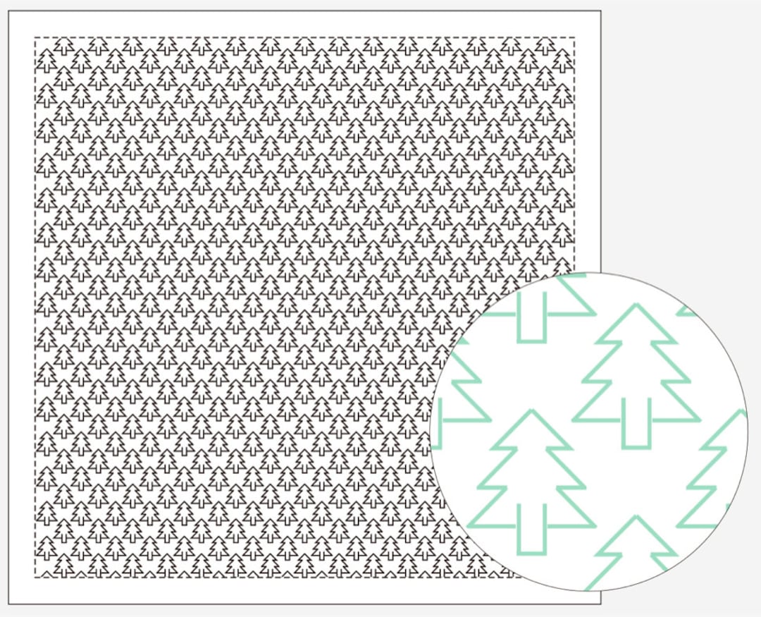 Daruma Mori Forest Pattern Sashiko Fukin Japanese Cotton Sashiko ...
