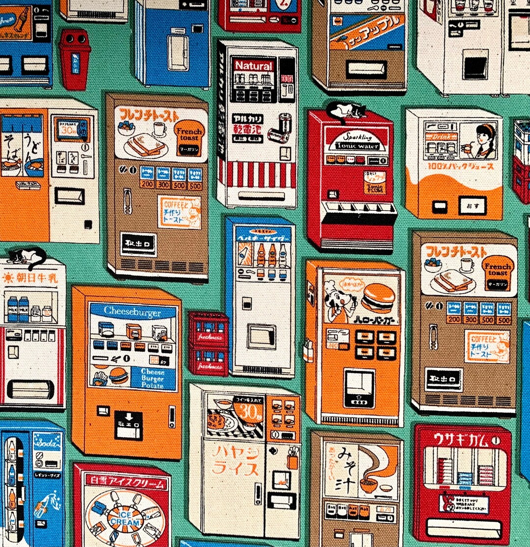 Vending Machines Cosmo Japanese Cotton Fabric AP31408-2B Green - Etsy
