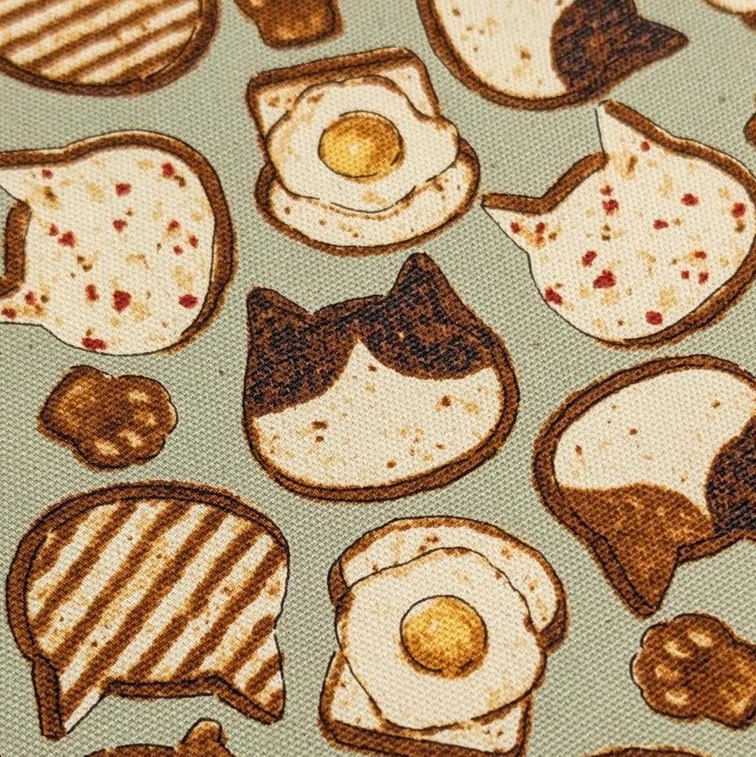 Cat Toast Kokka Japanese Cotton Light Oxford Fabric YPA-51010-1 D Green ...