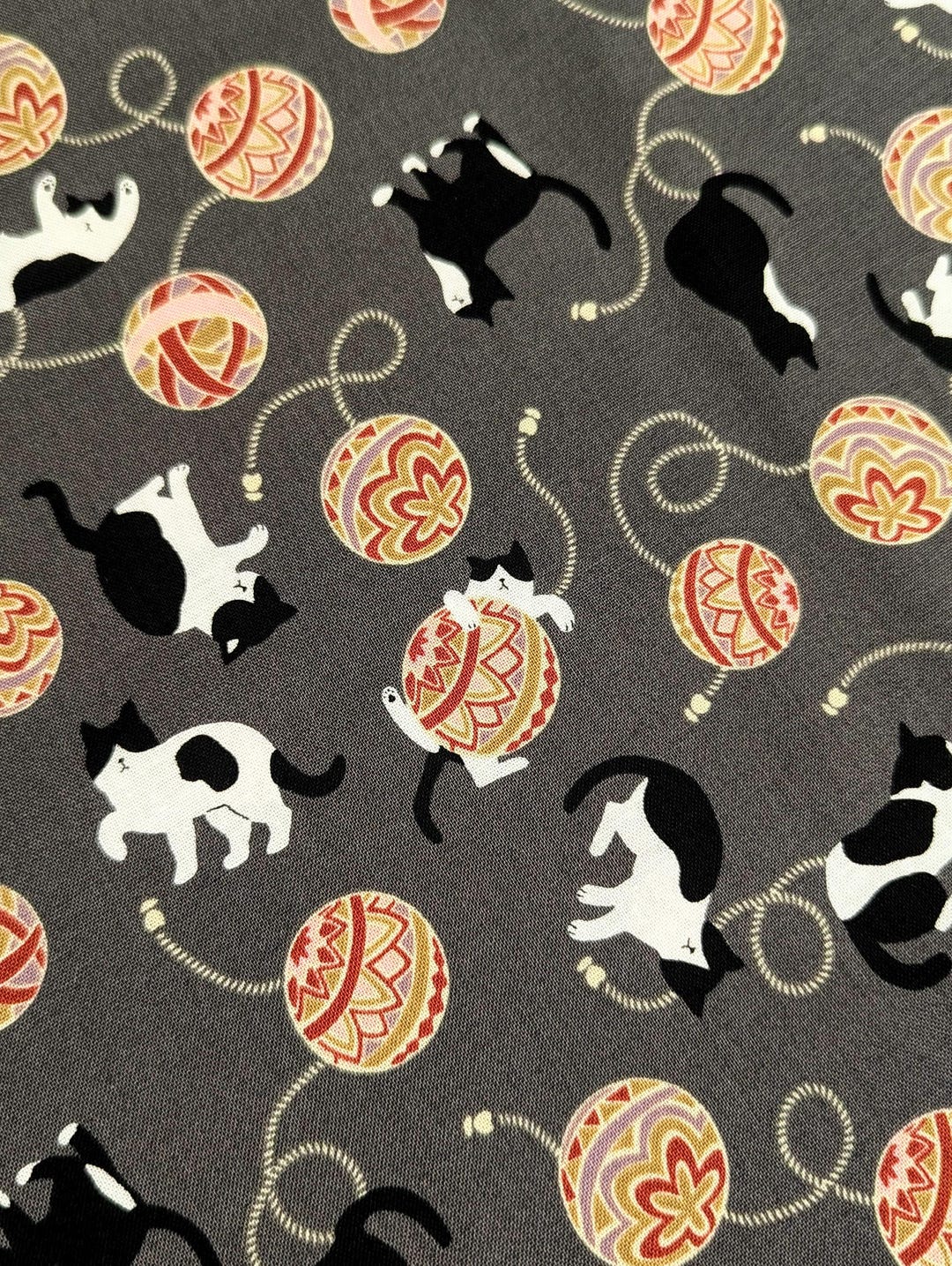 Temari Cats Cosmo Japanese Quilt Cotton Fabric AP45903-2 E Gray - Etsy