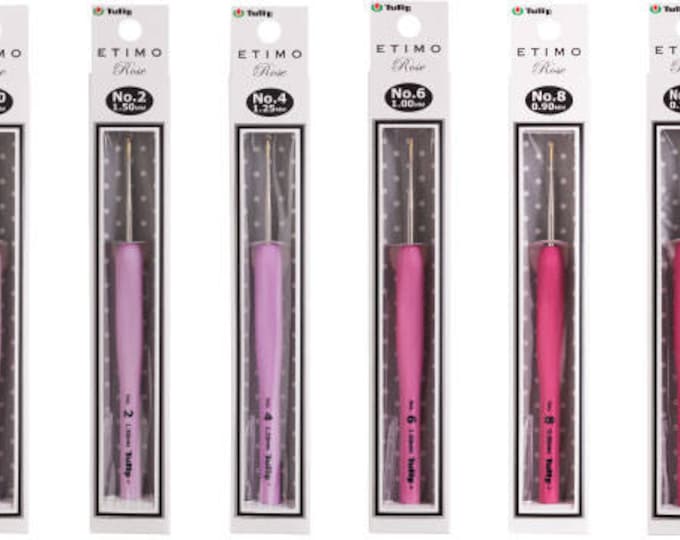 Tulip Etimo Rose & Blue Lace Ergonomic Cushion Grip Crochet Hook 0.50mm ...