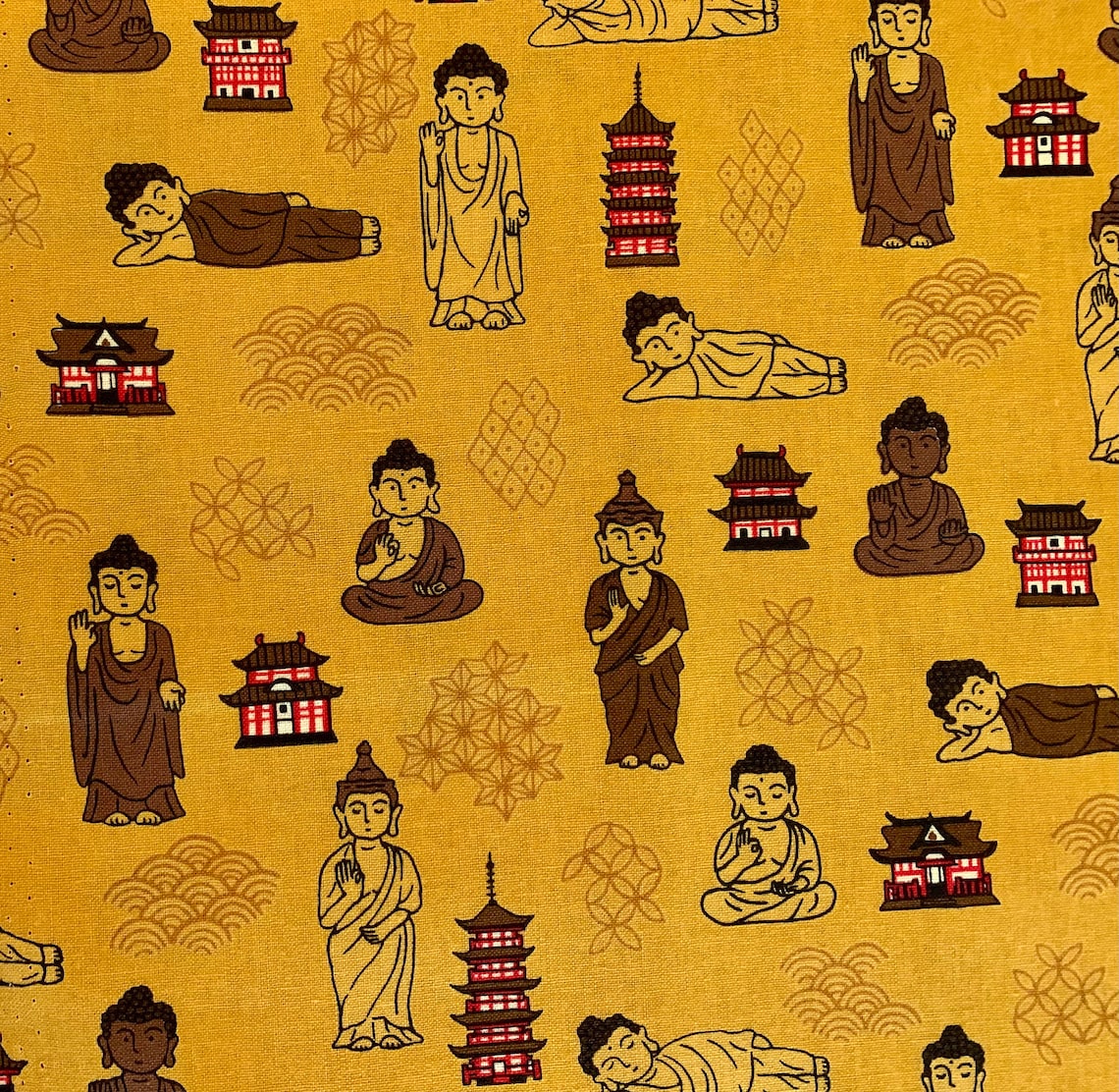 Buddha Temple Japanese Cotton Fabric N-2000-95B Yellow Saffron - Etsy