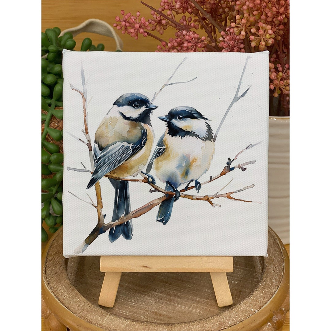 Chickadee Painting, Bird Artwork, Mini Art Chickadee, Watercolor Art ...