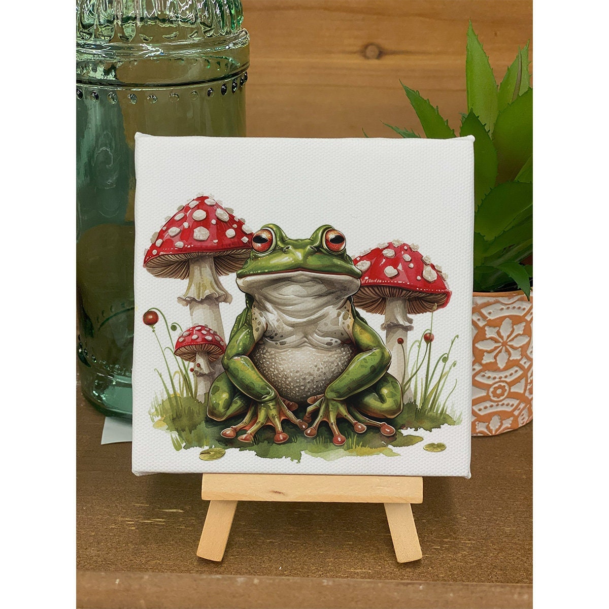 4x4 Mini Frog Drawing Art, Mini Canvas Painting Frog, Mini Cute Frog ...