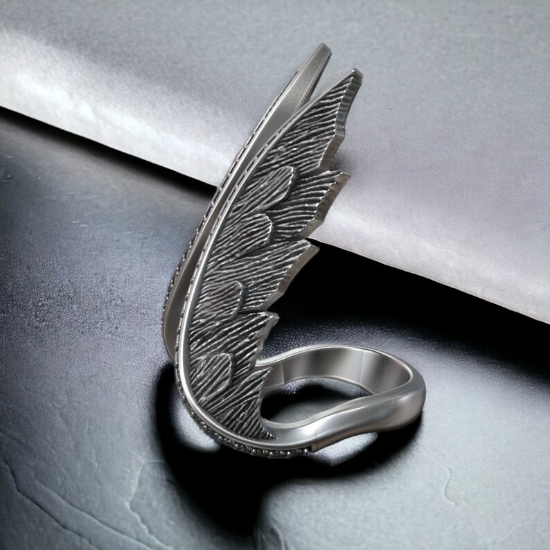 Stunning Angel Wings Diamond Oxidized 925 Sterling Silver Ring for ...