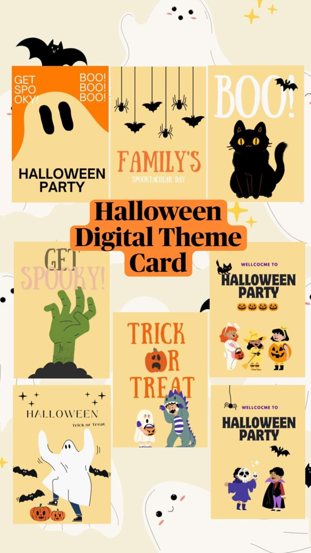 Spooky Digital Halloween Cards, Instant Download, Printable Halloween ...